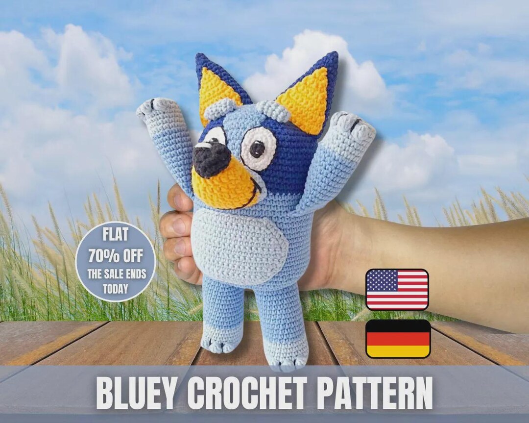 Patrón de crochet Bluey para perro Blue Heeler en inglés y alemán ...