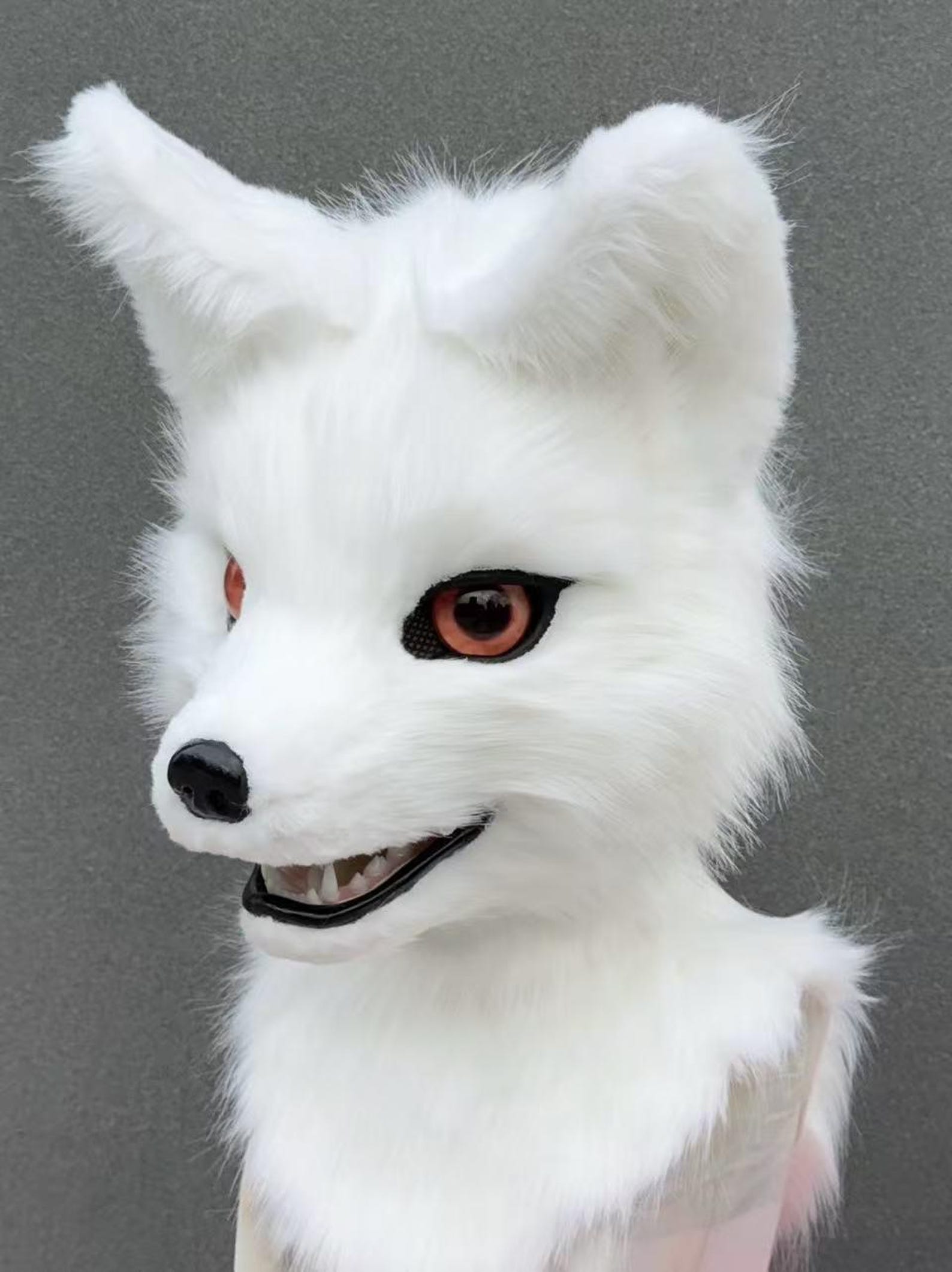Personalized White Fox Fursuit Head – Realistic Handmade Cosplay Mask ...