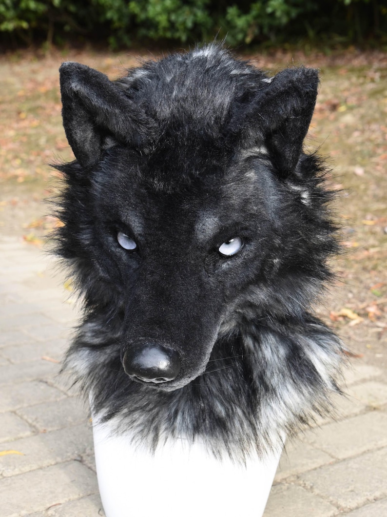 Realistic Wolf Fursuit Head With Movable Jaw – Handmade Wolf Cosplay ...