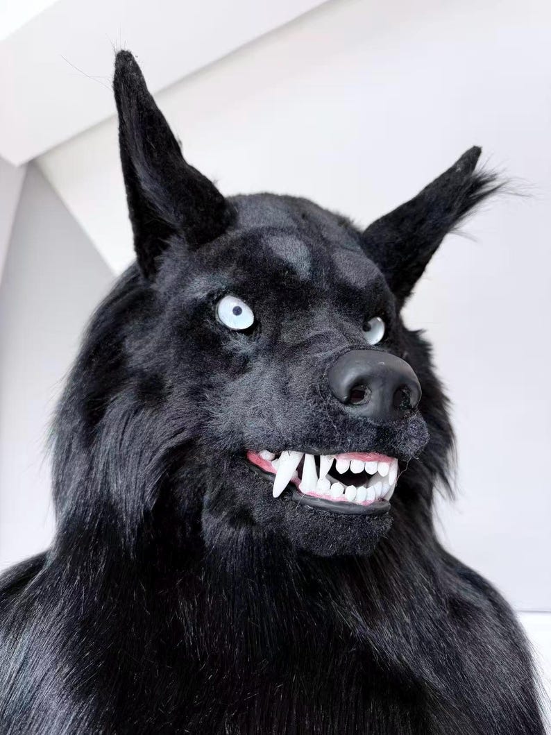Realistic Wolf Fursuit Head – Handmade Animal Cosplay Mask for Furry ...