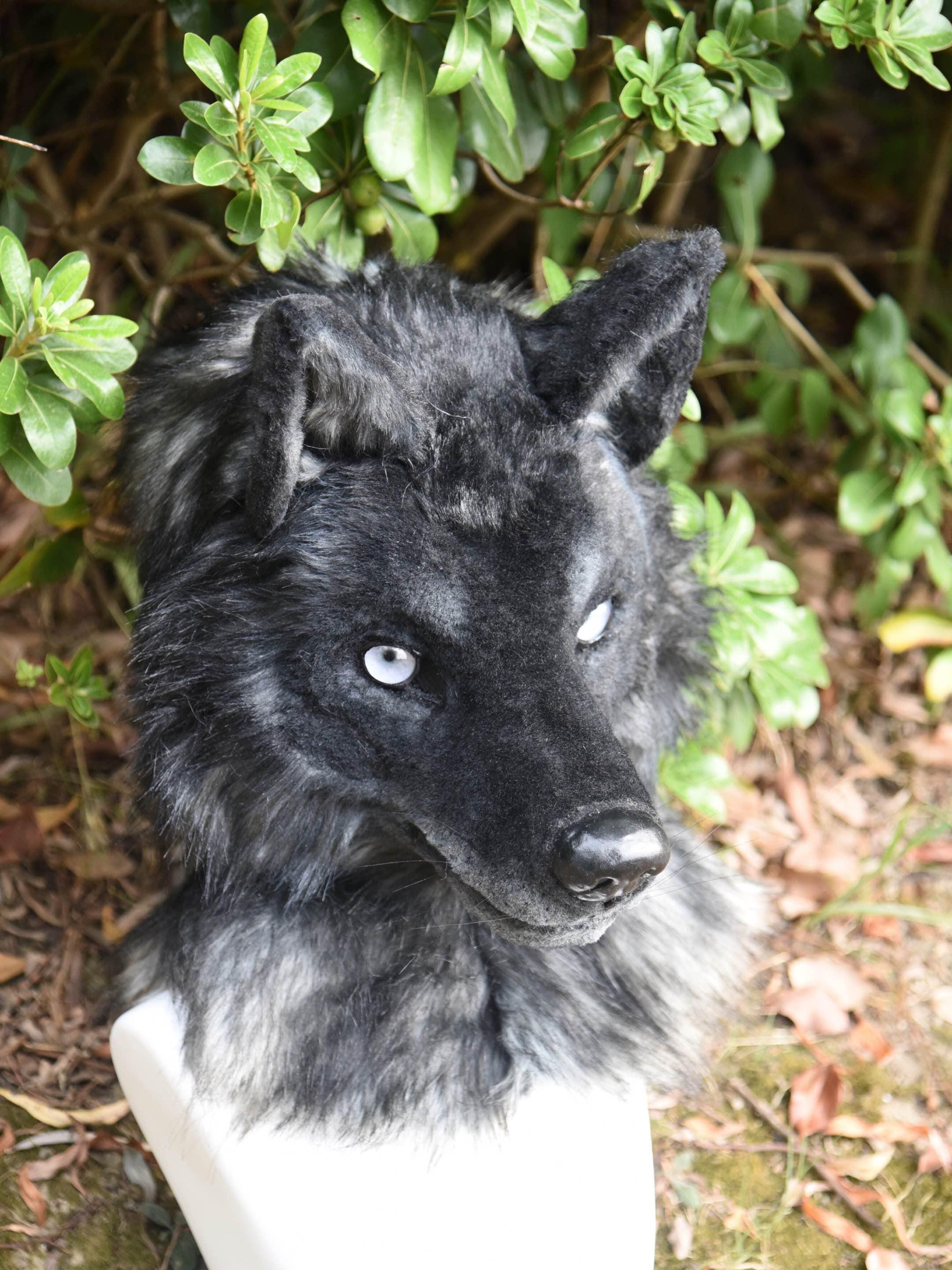 Realistic Wolf Fursuit Head With Movable Jaw – Handmade Wolf Cosplay ...
