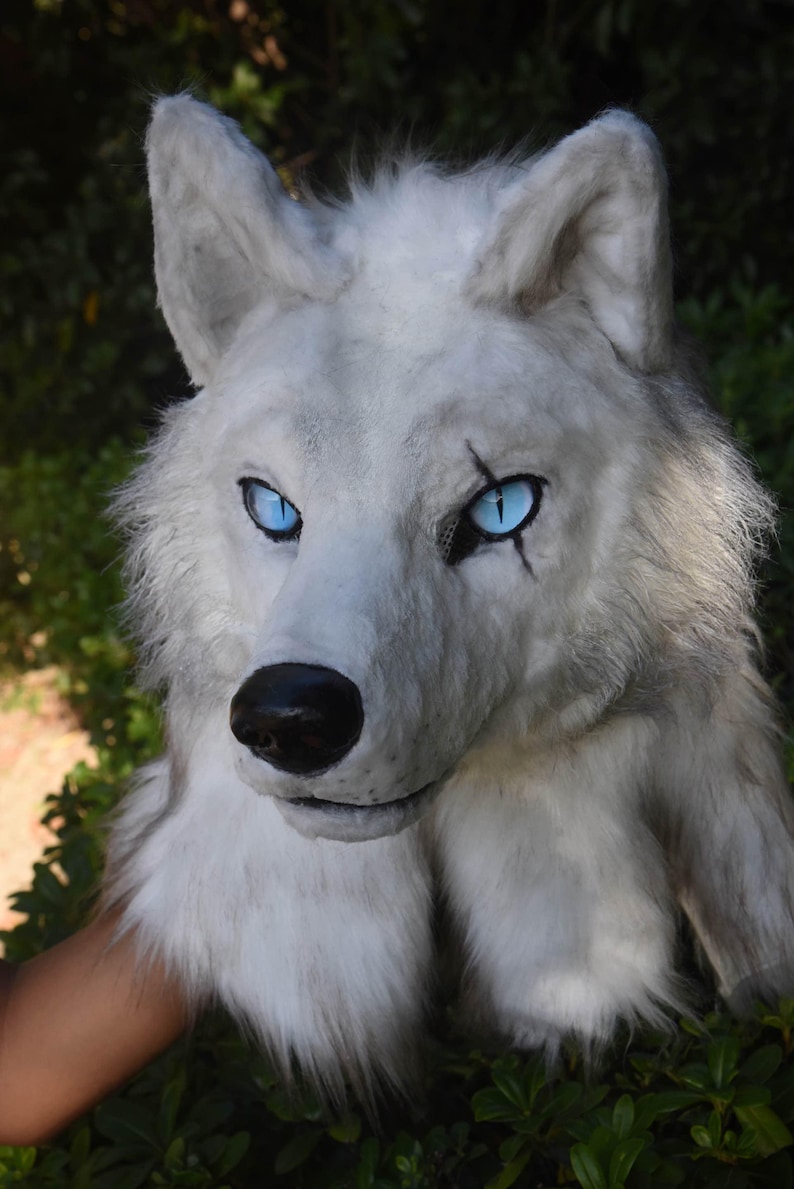 Realistic Wolf Fursuit Head With Movable Jaw | Handmade Furry Cosplay ...