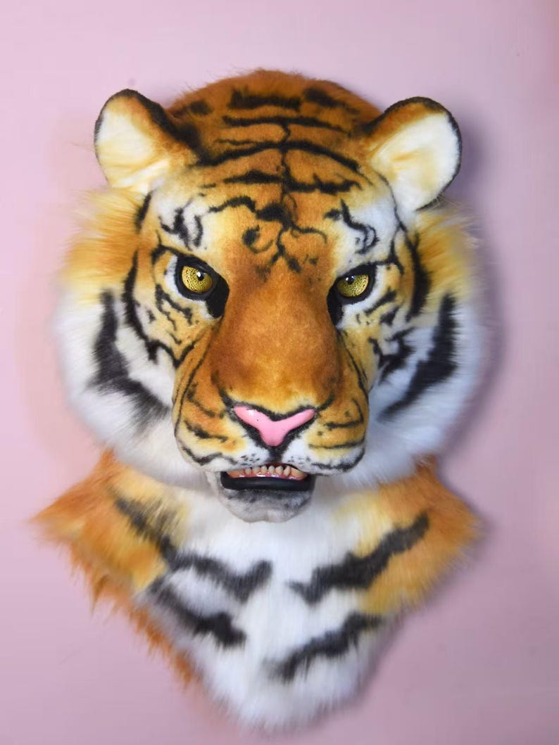 Realistic Tiger Fursuit Head - Movable Jaw Beast Mask for Cosplay ...