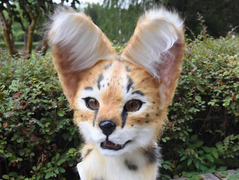 Realistic Serval Cat Fursuit Head With Movable Jaw | Handmade Furry ...