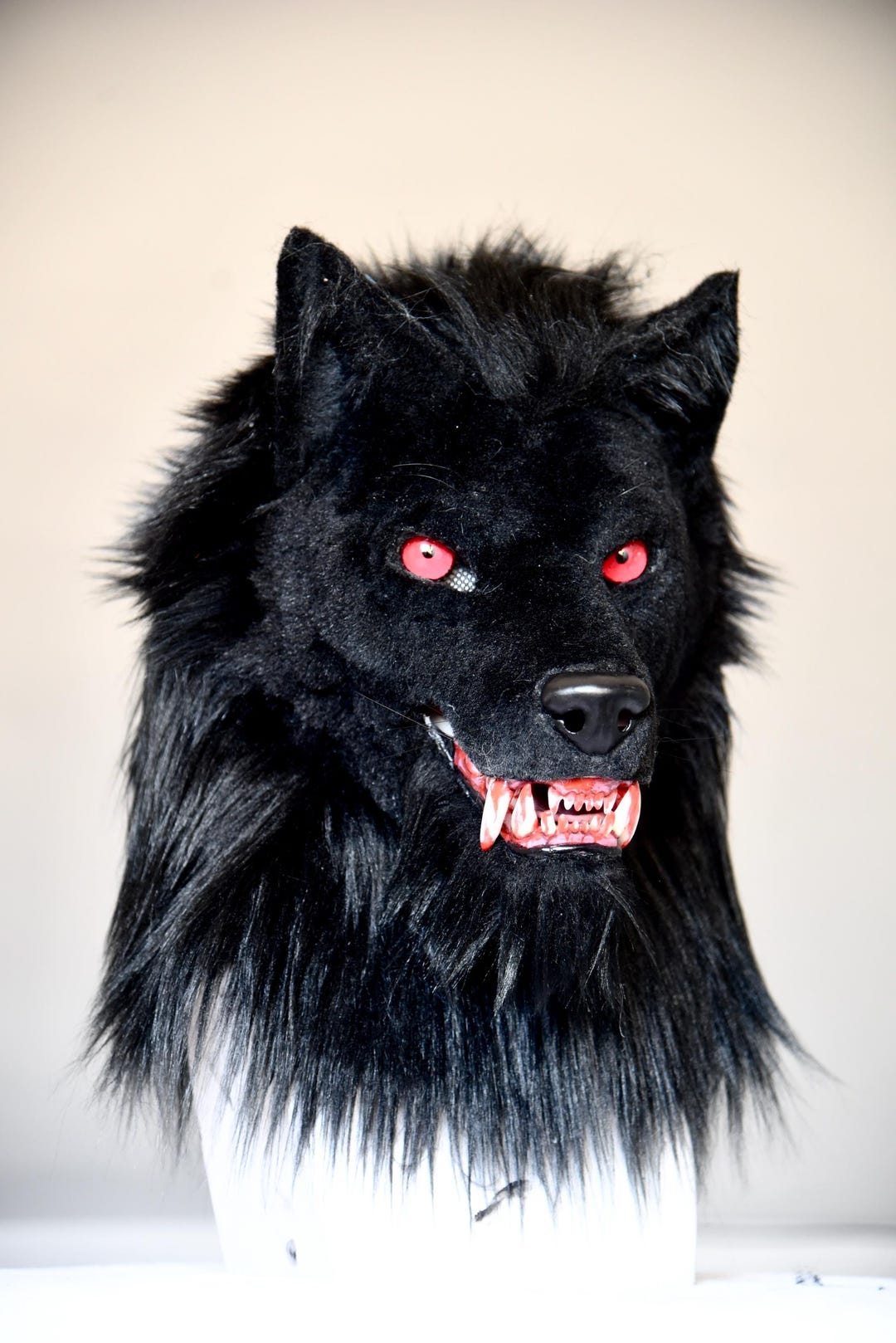 Custom Realistic Gradient Wolf Fursuit Head – Red Eyes & Custom Blood ...