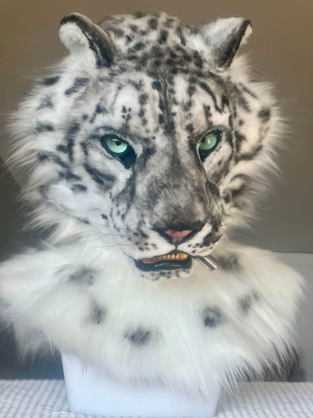 Realistic Snow Leopard Fursuit Head - Movable Jaw Beast Mask for ...