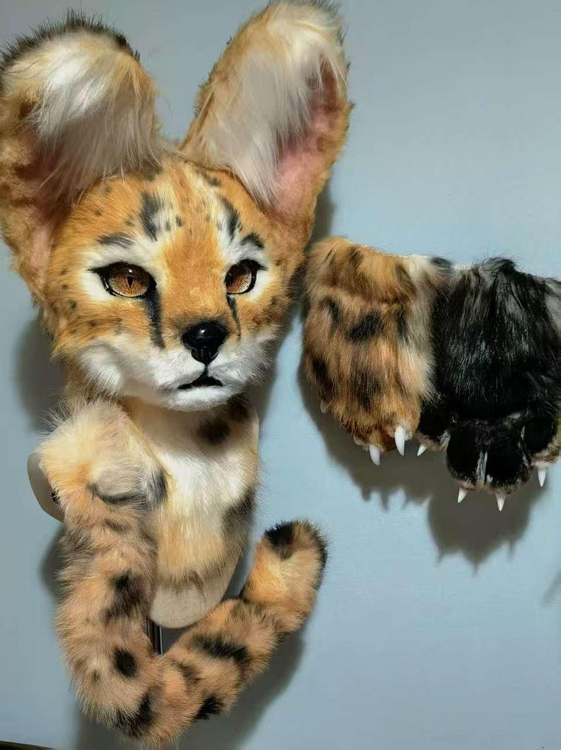 Realistic Serval Cat Fursuit Head With Movable Jaw | Custom Feline ...