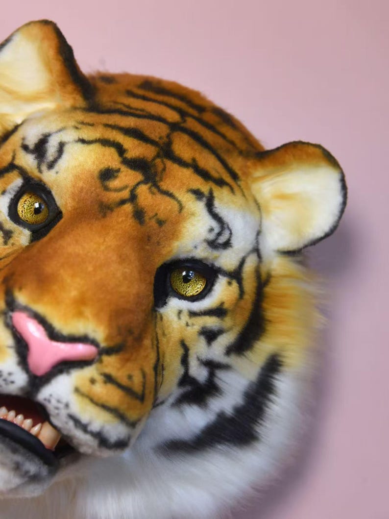 Realistic Tiger Fursuit Head - Movable Jaw Beast Mask for Cosplay ...
