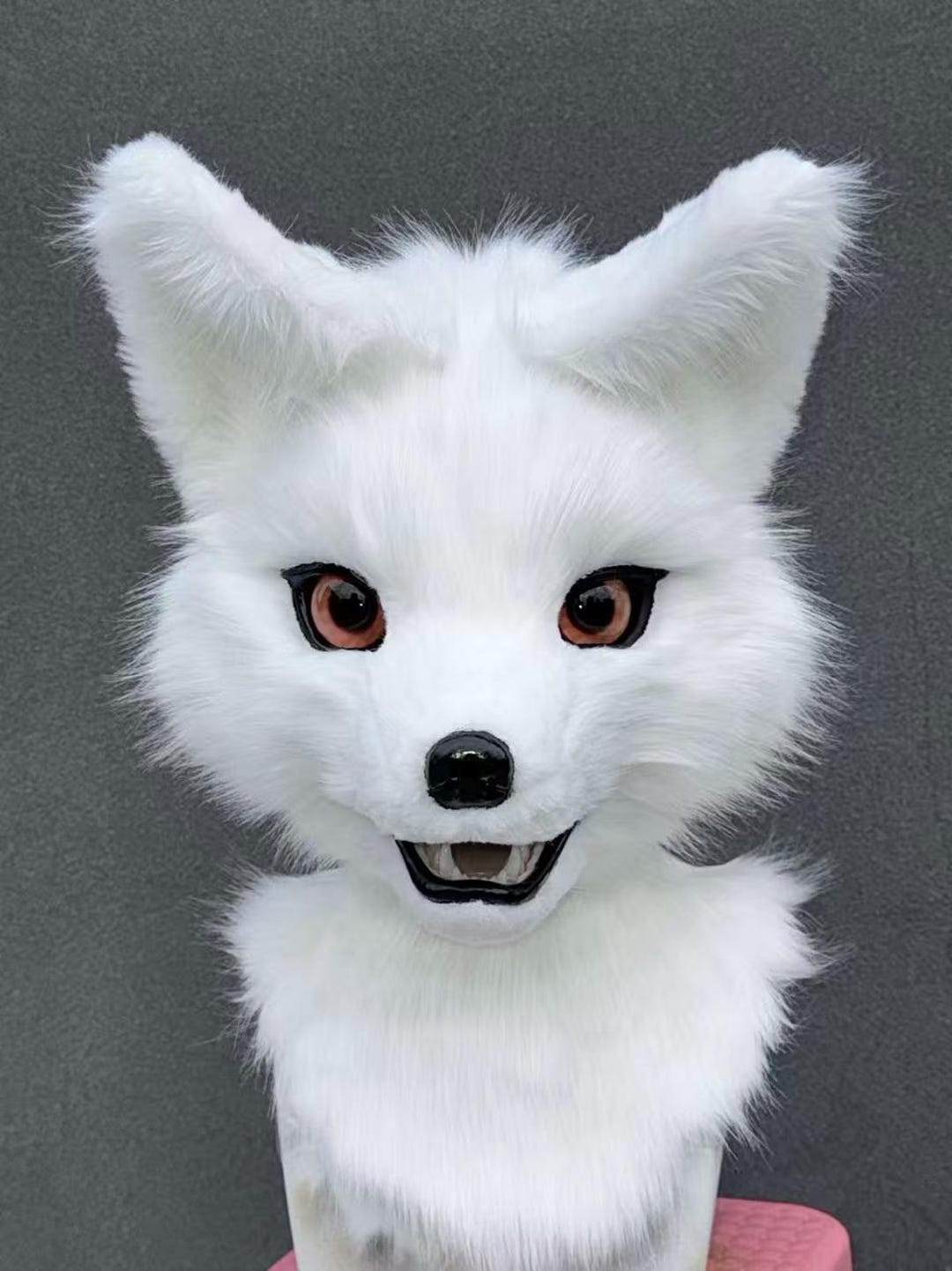 Personalized White Fox Fursuit Head – Realistic Handmade Cosplay Mask ...