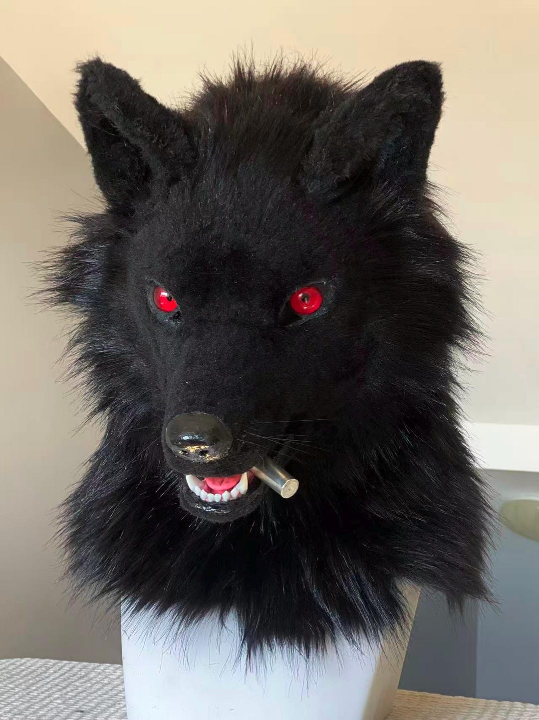 Premade Realistic Wolf Fursuit | Red Eyes Wolf | Movable Jaw | Cosplay ...