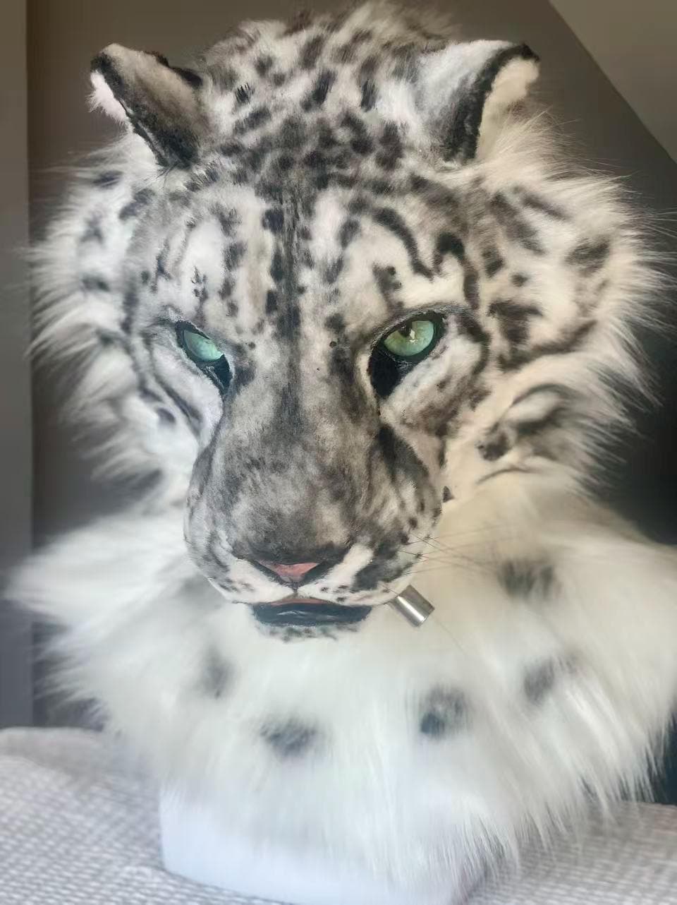 Realistic Snow Leopard Fursuit Head - Movable Jaw Beast Mask for ...