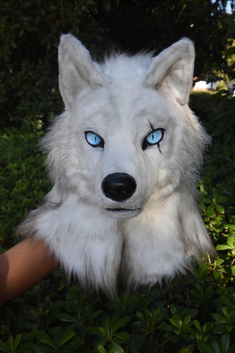 Realistic Wolf Fursuit Head With Movable Jaw | Handmade Furry Cosplay ...