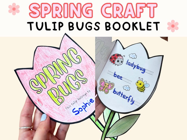 Spring Craft for Kids Tulip Coloring Book Bugs Insects Craftivity ...