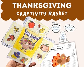 Thanksgiving Craft for Kids Craftivity November Gratitude Paper Basket ...
