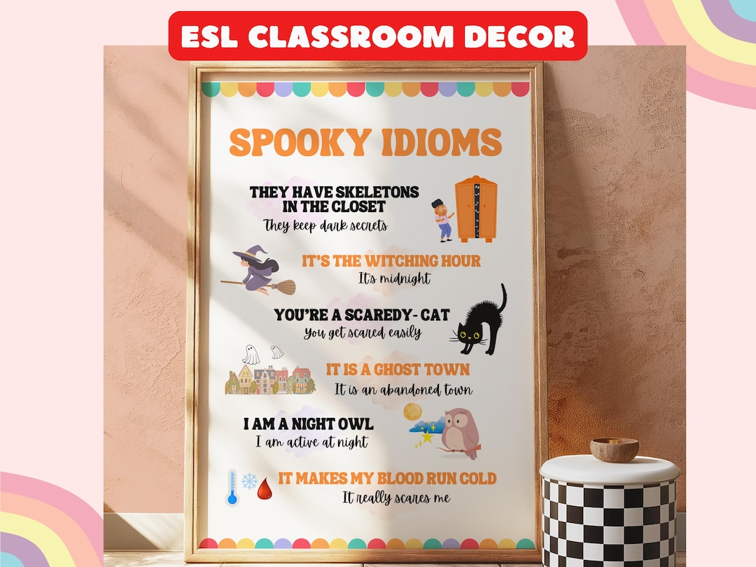 Poster English Classroom Decoration | ESL Idioms Halloween ...
