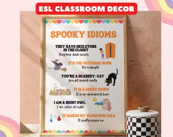 Poster English Classroom Decoration | ESL Idioms Halloween ...