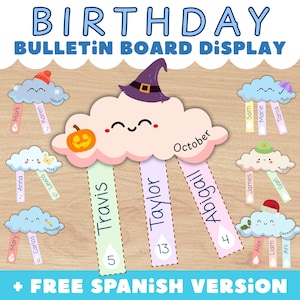 Rainbow Birthday Chart Classroom Decor: Printable Bulletin Board (PDF ...