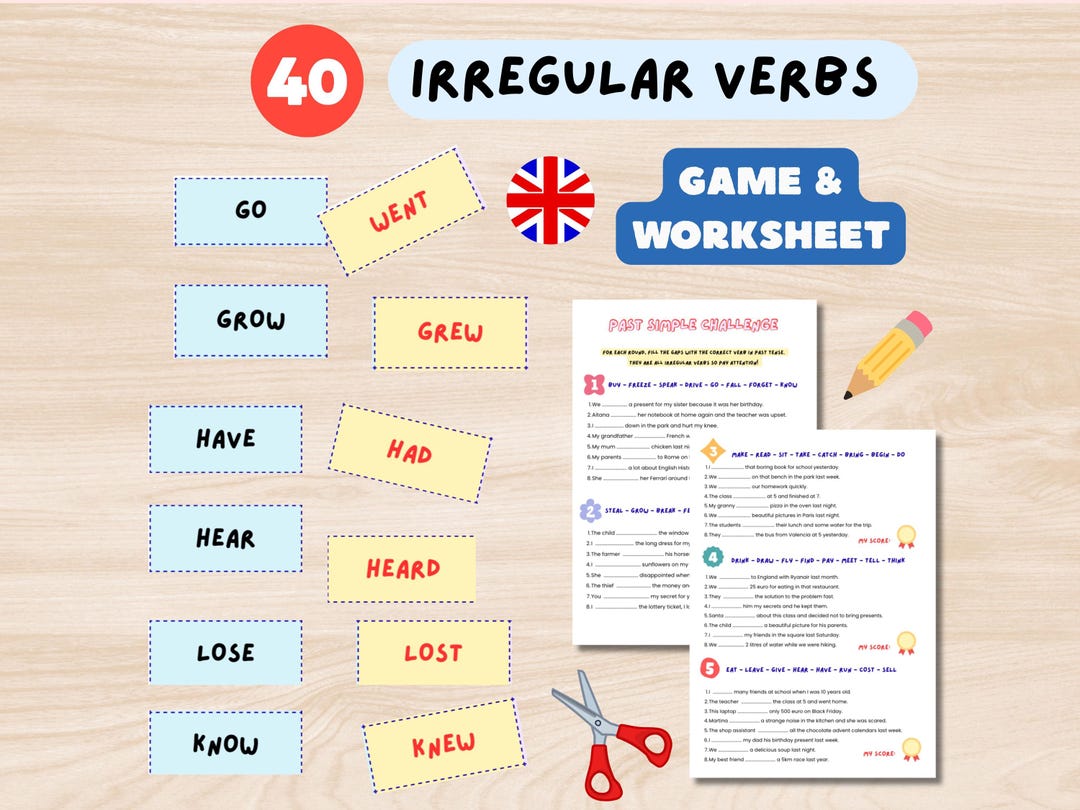 Irregular Verbs Past Simple Printable ESL Game + Worksheet | English ...