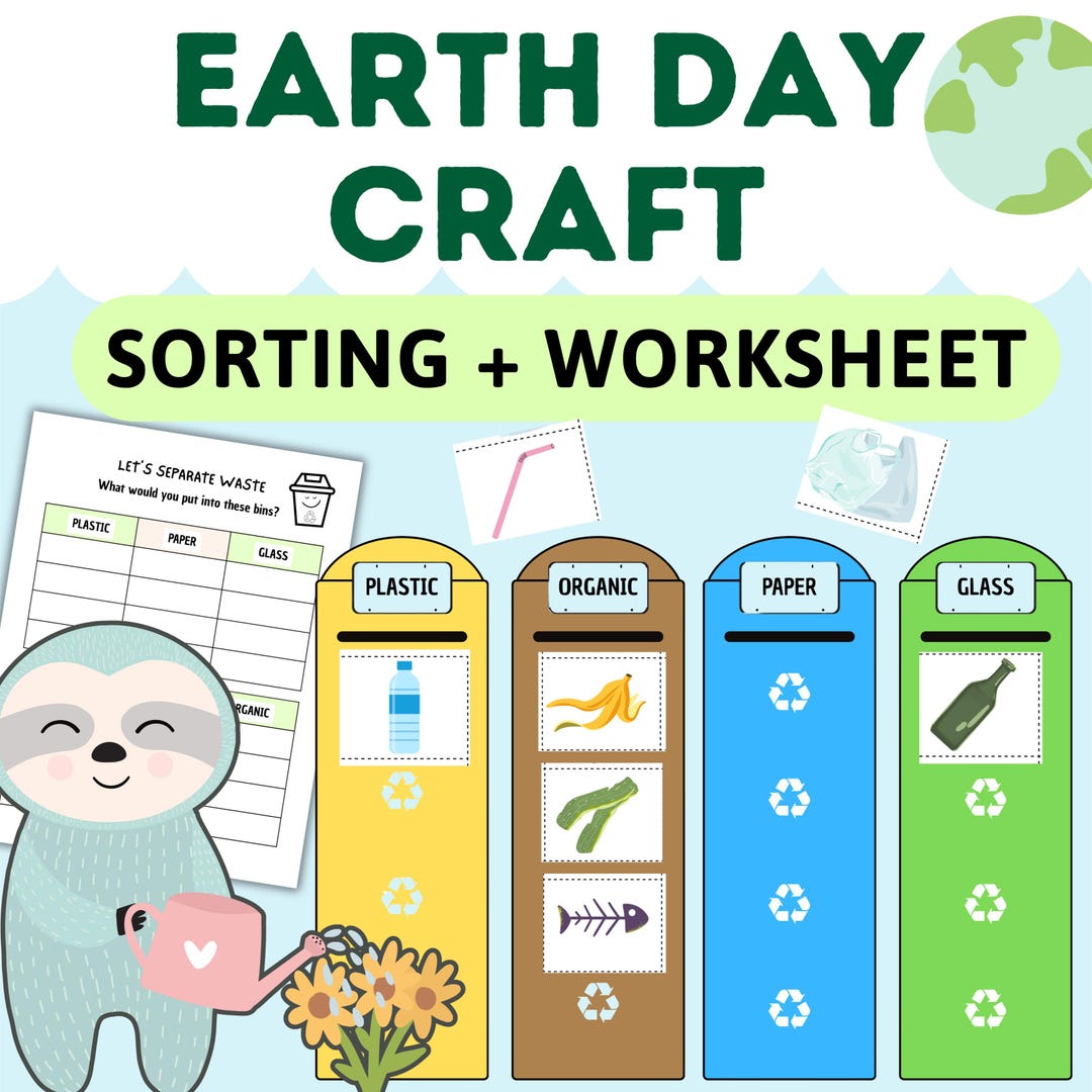 Earth Day Recycling Sorting Activity for Kids | Cut Paste Printable ...