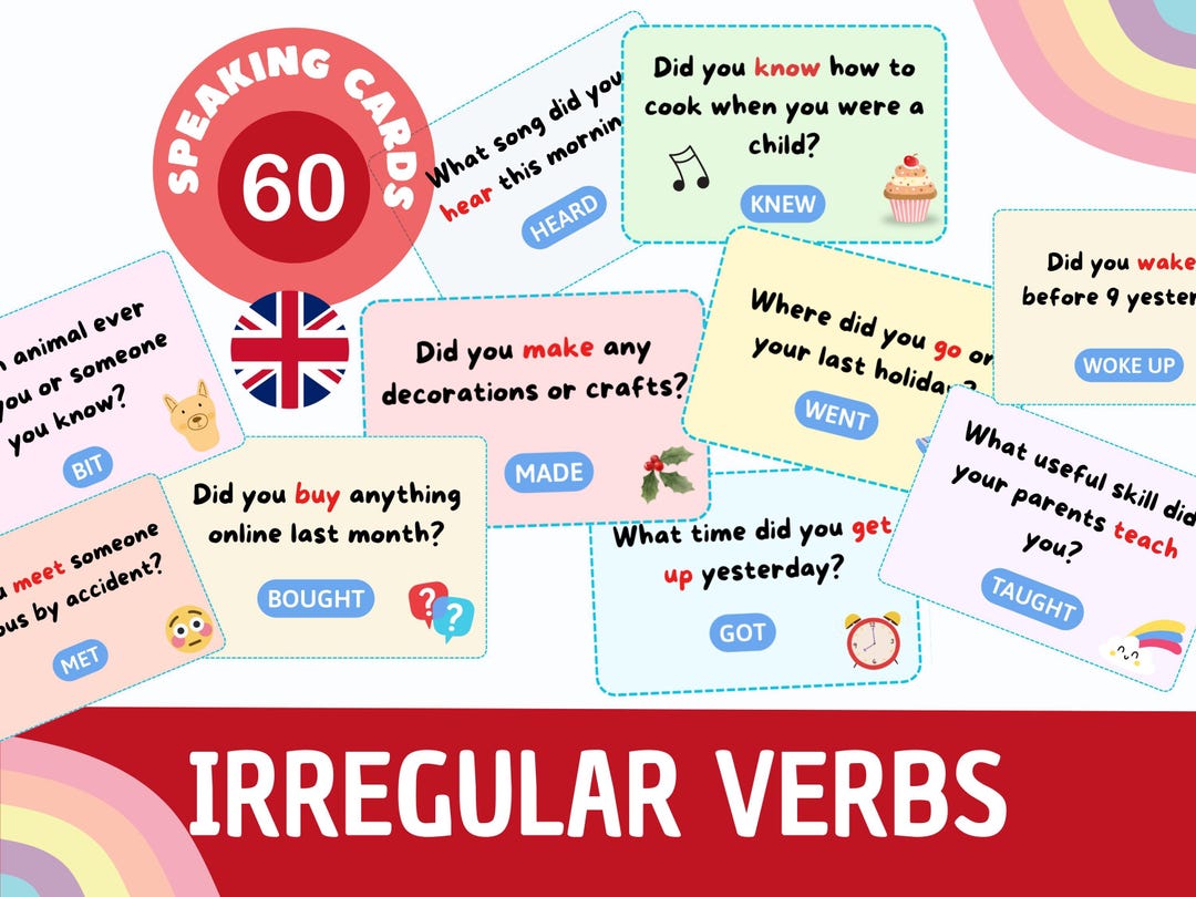Past Simple Speaking Cards 60 ESL Conversation Prompts Irregular Verbs ...