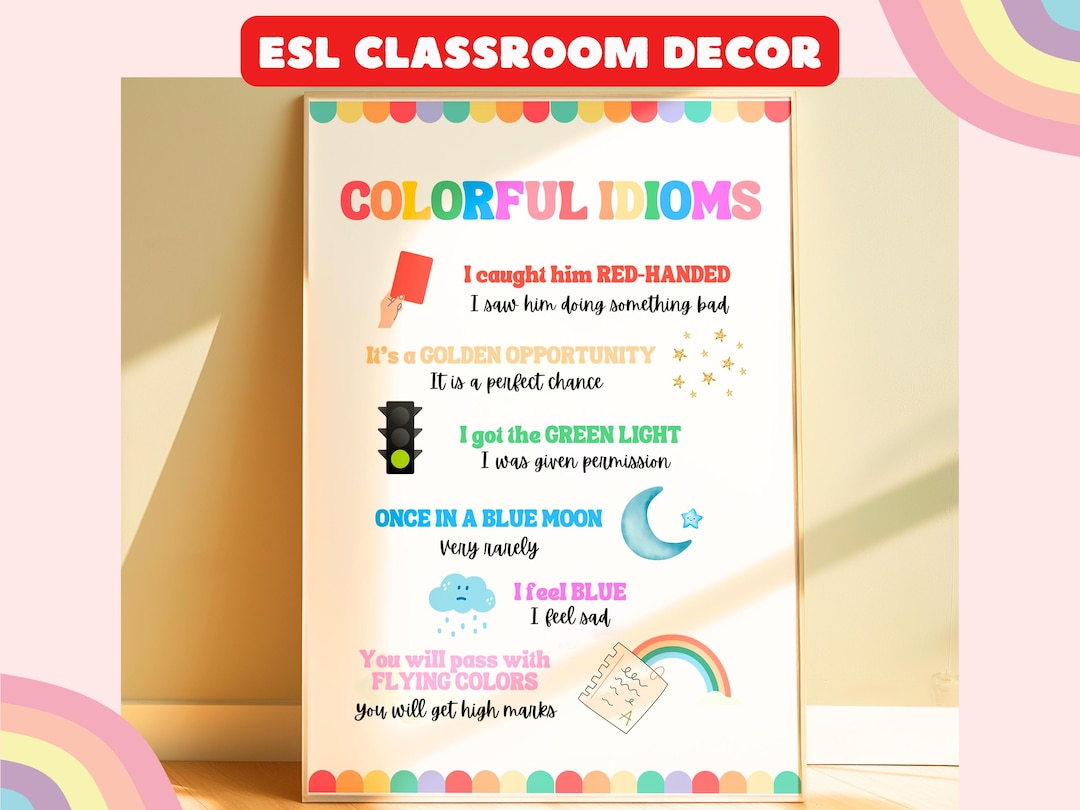 Poster English Classroom Decoration | ESL Idioms COLORS | Educational ...
