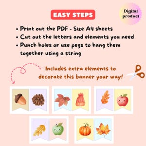 Autumn Classroom Banner Printable Fall Pennant Bunting PDF Color Black ...