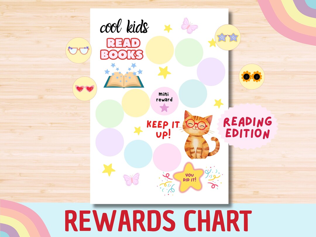 Printable Reading Rewards Chart for Kids - Reading Habit Tracker Cute ...