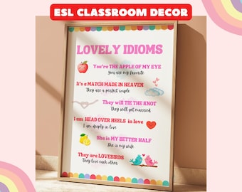 Poster English Classroom Decoration | ESL LOVE Idioms | Educational ...