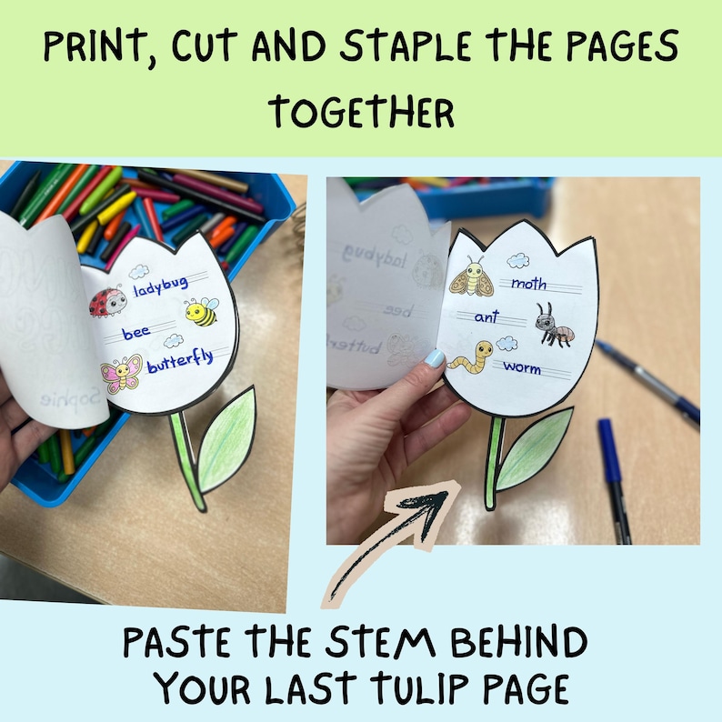 Spring Craft for Kids Tulip Coloring Book Bugs Insects Craftivity ...