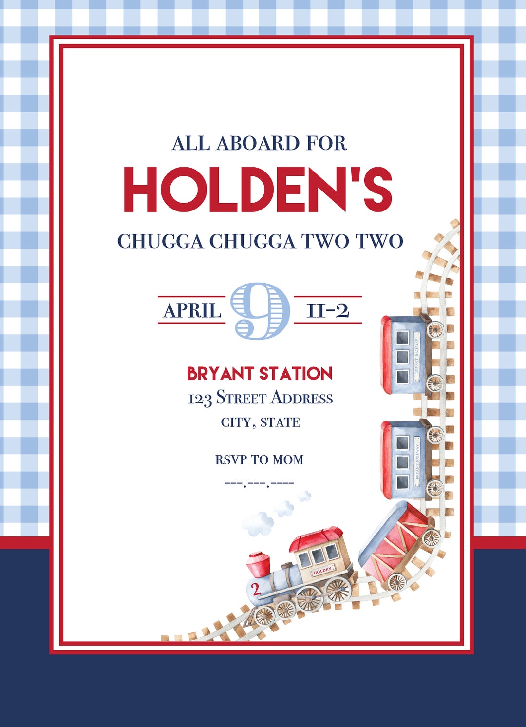 Chugga Chugga Two Choo Train Boy Girl Second Birthday Party Classic ...