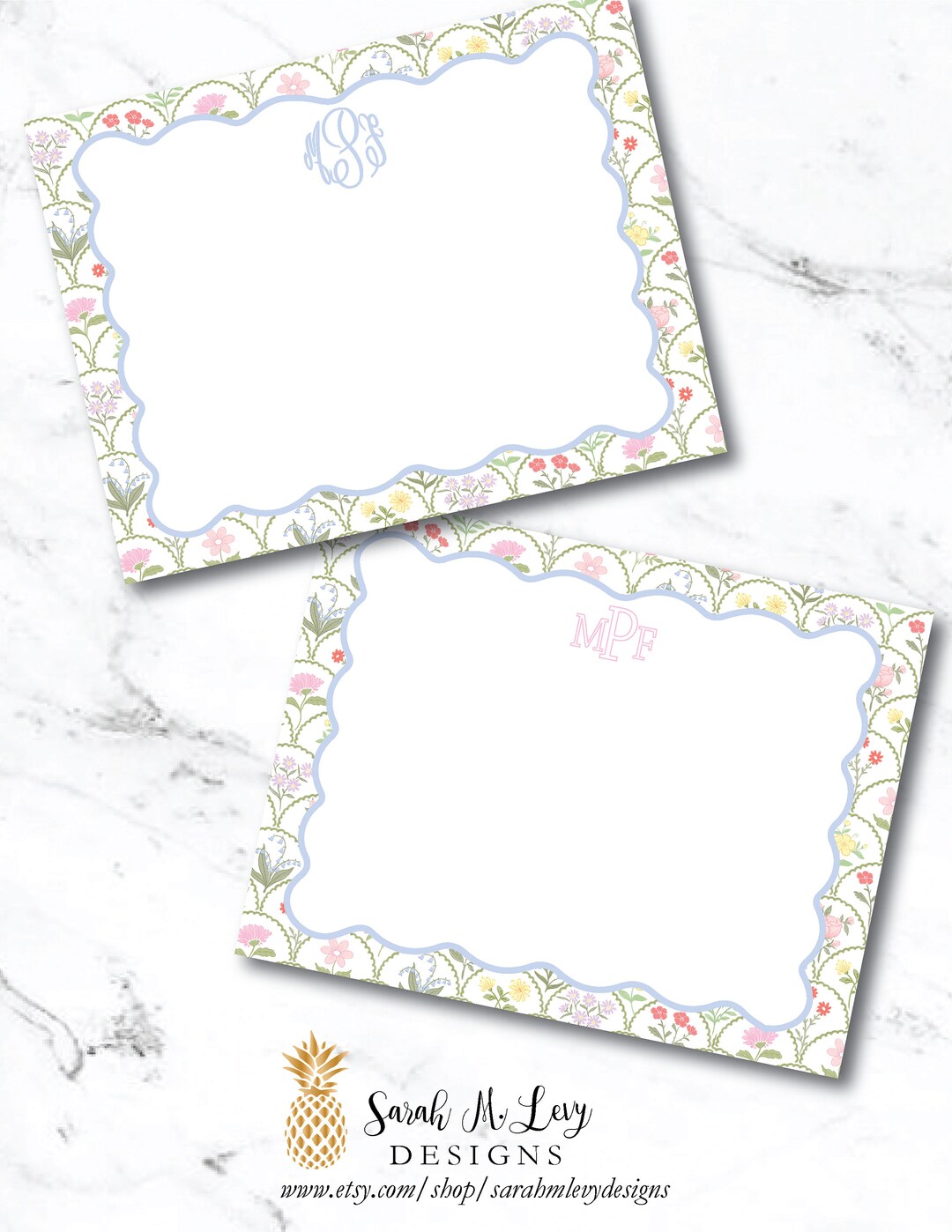Grand Millenial Classic Pretty Printable Monogrammed Stationery - Etsy