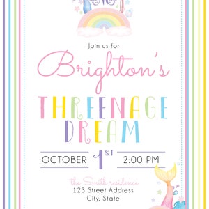 Threenage Dream Preppy Monogram Watercolor Party 3rd Birthday ...