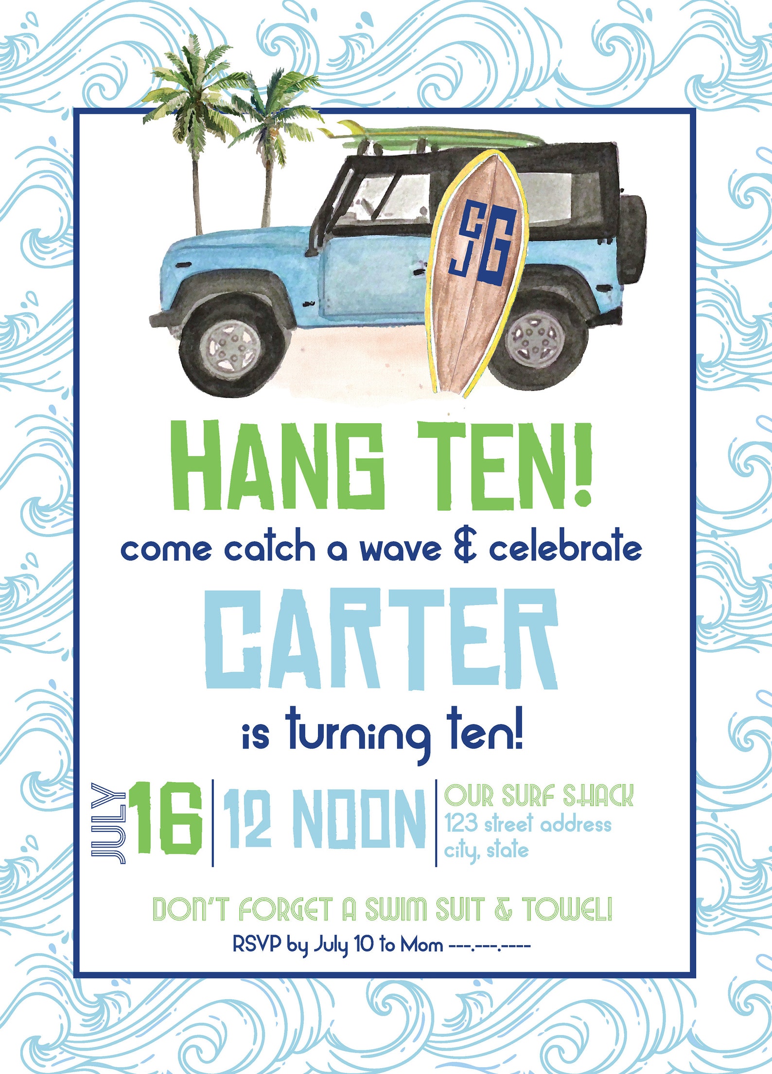 Preppy Vintage Surf Shack Surfer Theme Birthday Party - Etsy