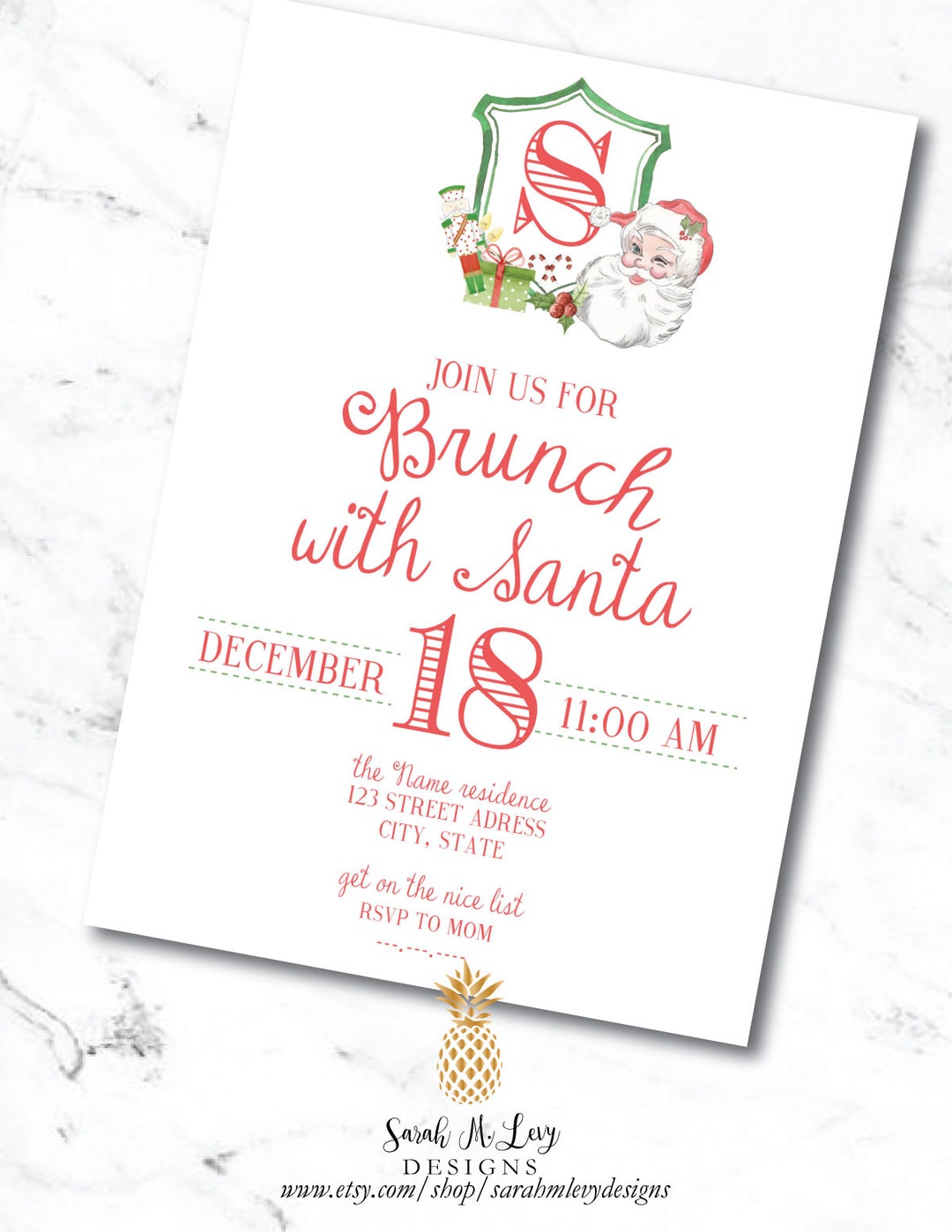 Brunch With Santa Party Invitation - Etsy