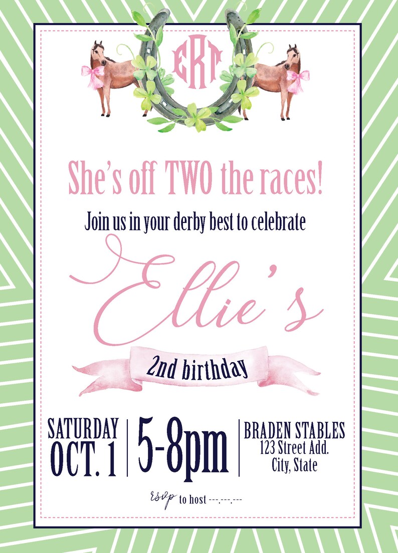 Off TWO the Races Horse Race Kentucky Derby Theme Invitation - Etsy