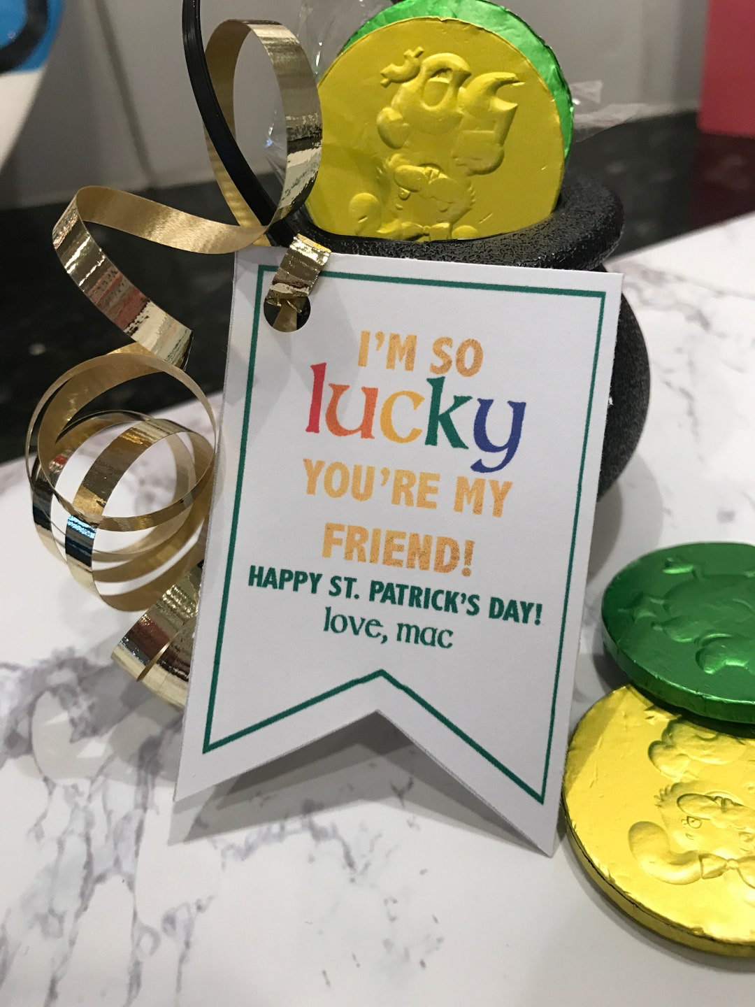 St. Patricks Day Tag Personalized, I'm so Lucky You're My Friend Class ...