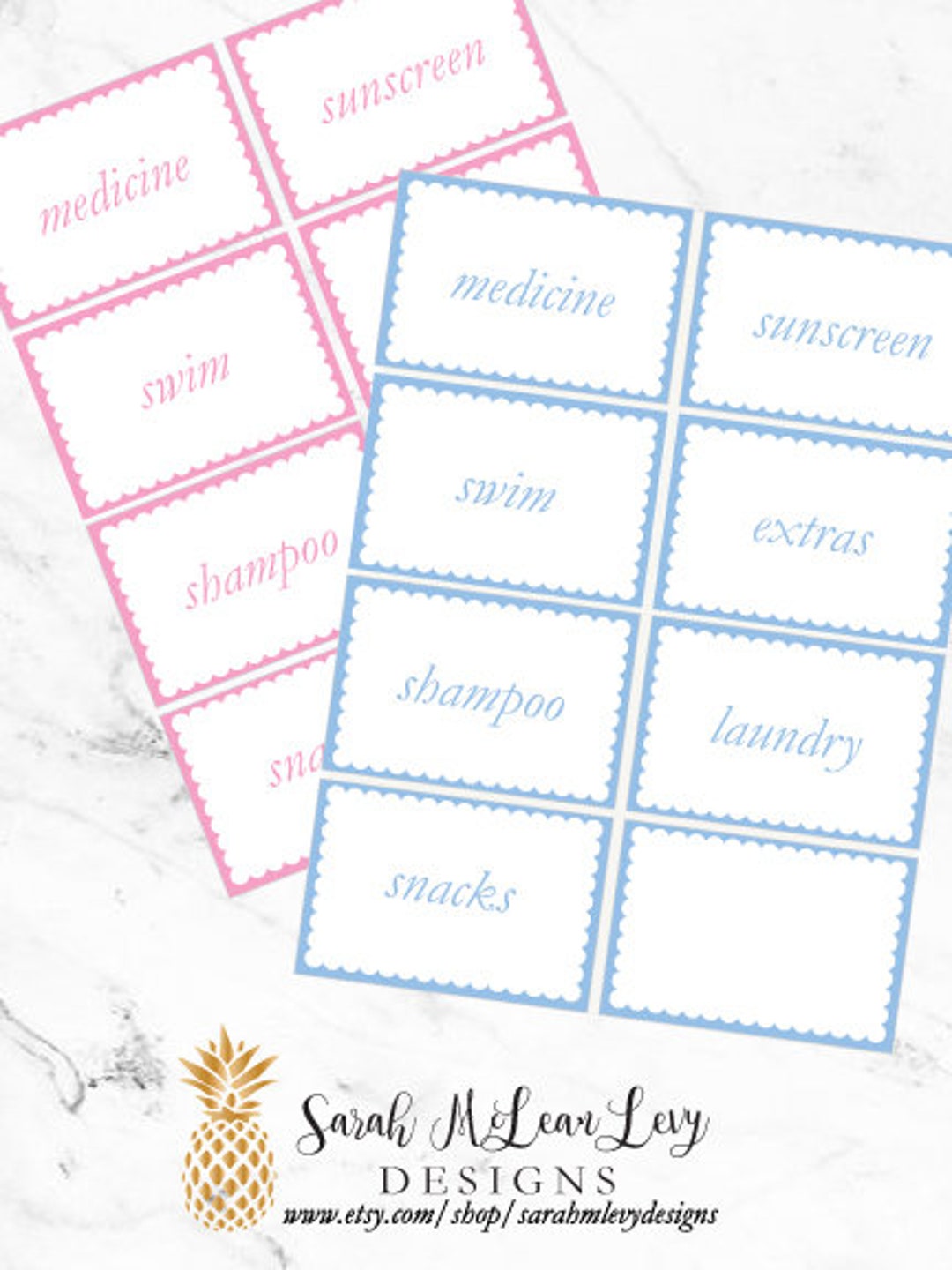 Printable Preppy Gingham Scalloped Labels for Mom Organization and ...