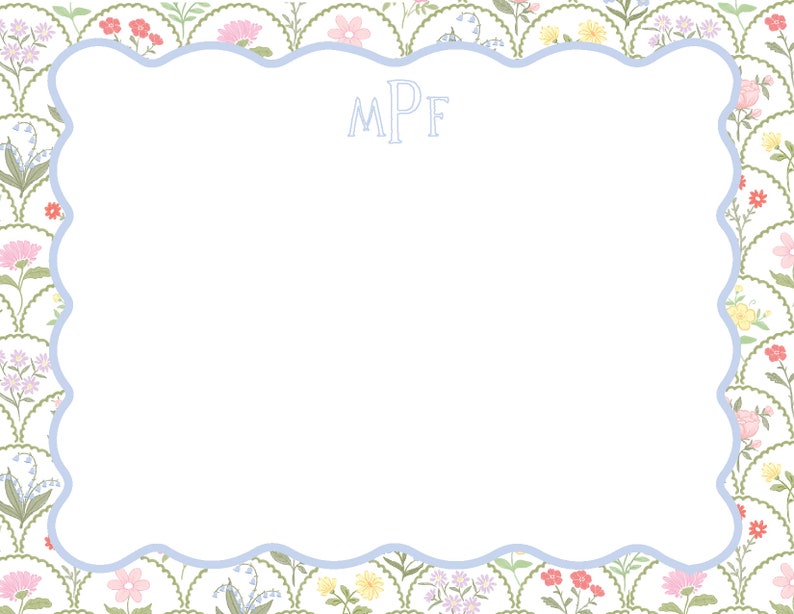 Grand Millenial Classic Pretty Printable Monogrammed Stationery - Etsy