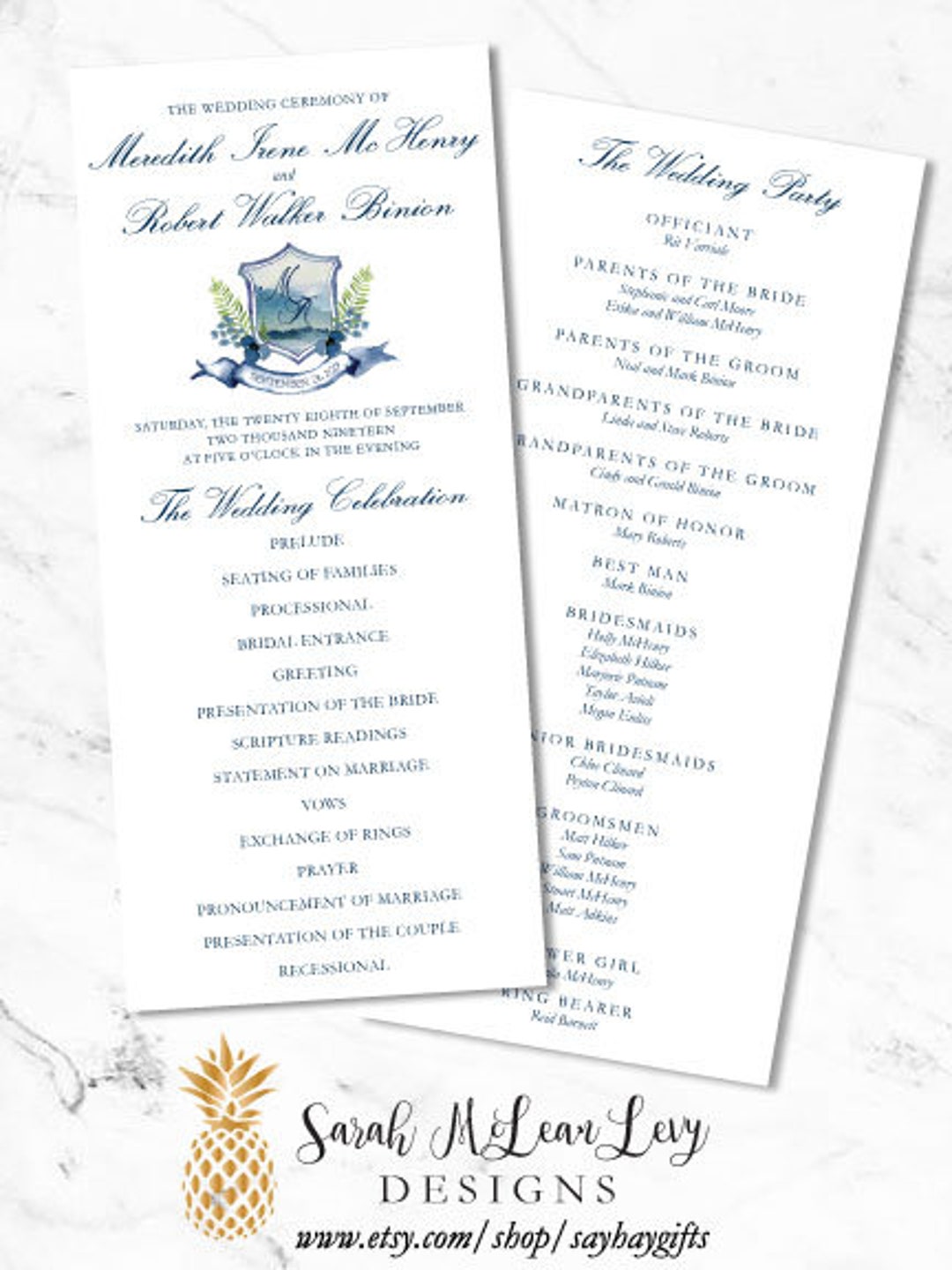 Custom Classic Wedding Program Printable - Etsy