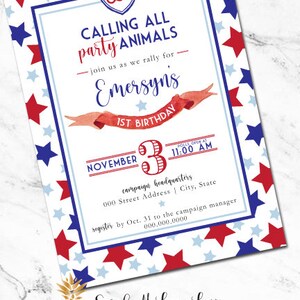 Election Themed Patriotic Campaign Political Birthday Party Invitation ...
