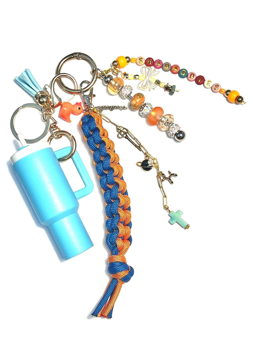 Super Cute Beaded Bag Charms, Paperclip Chain Charms, Paracord Keychain ...
