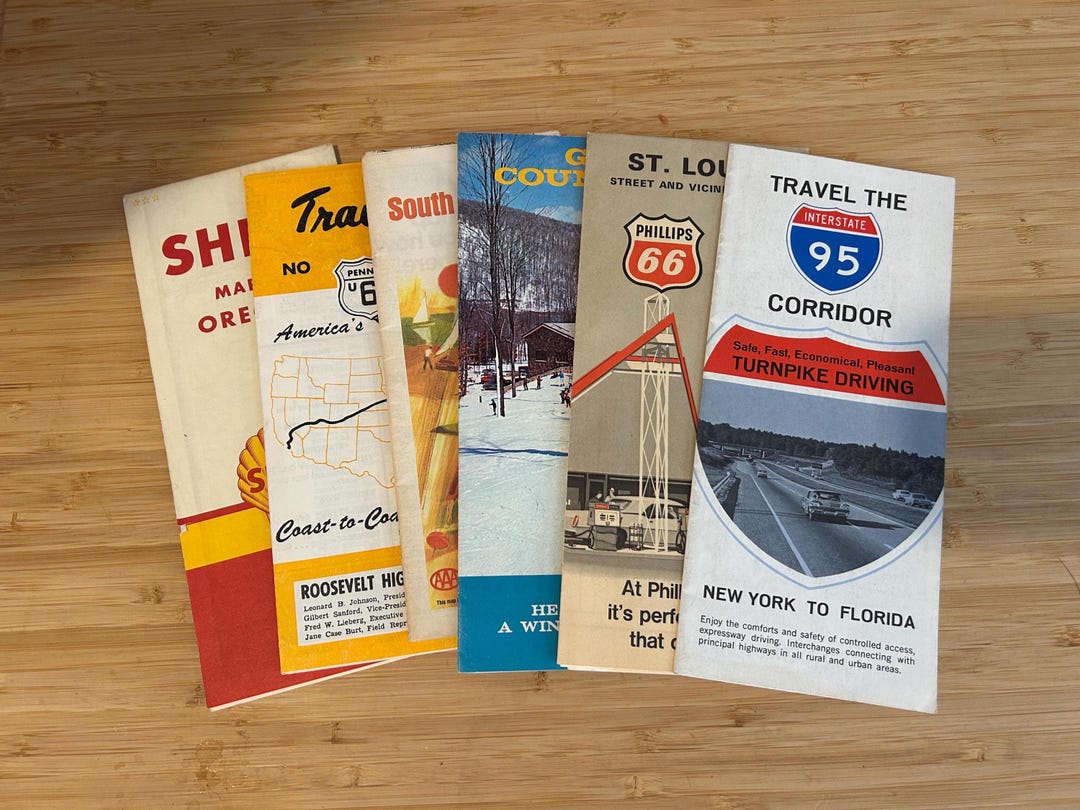 Vintage Road Maps: 1960s-70s Travel Ephemera - Choice of State - Etsy