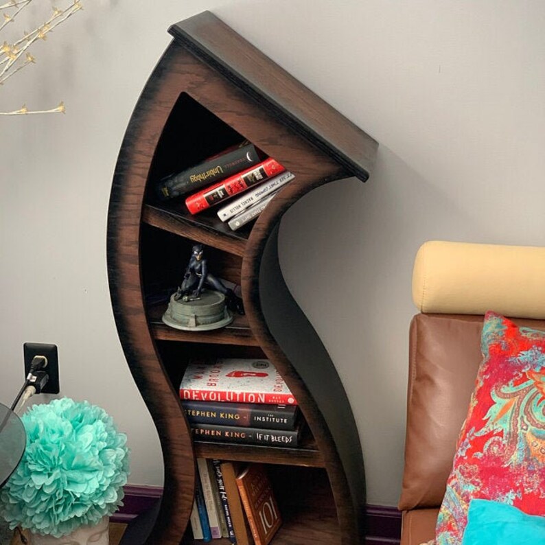 Free Shipping/handmade 4ft Curved Bookshelf Oak Stained/blk - Etsy