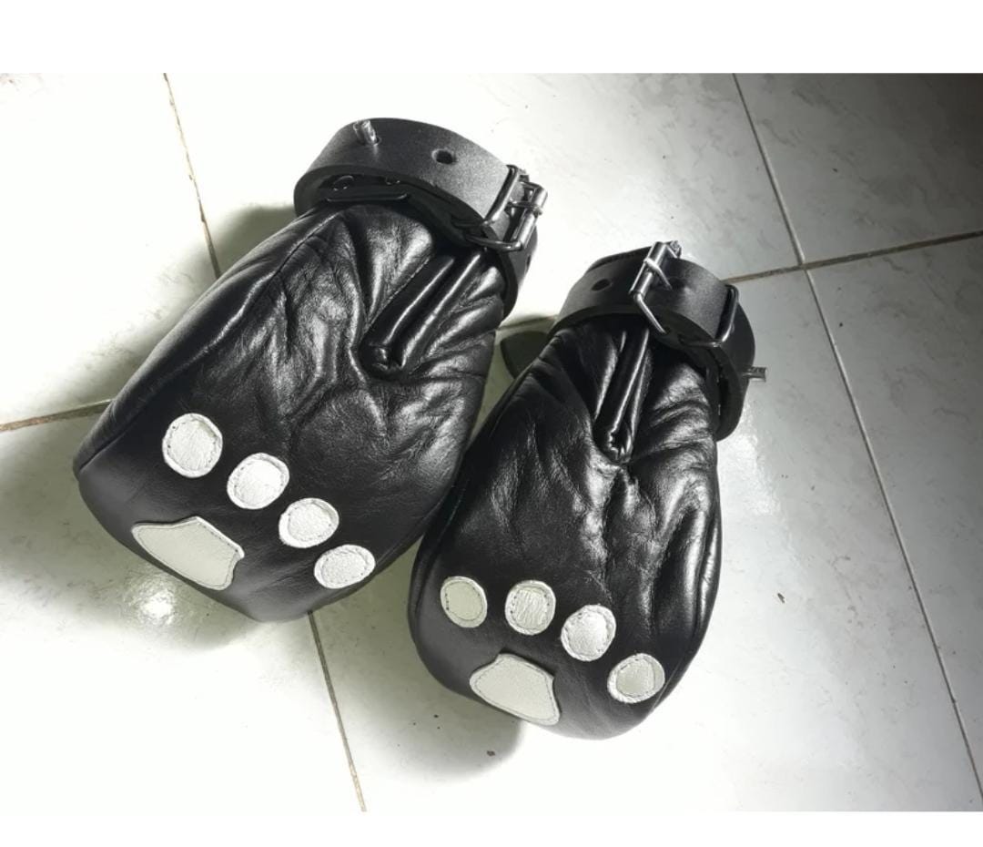 Leather Mittens Mitts Gloves Puppy Paw Pads With Lockable Buckles and ...