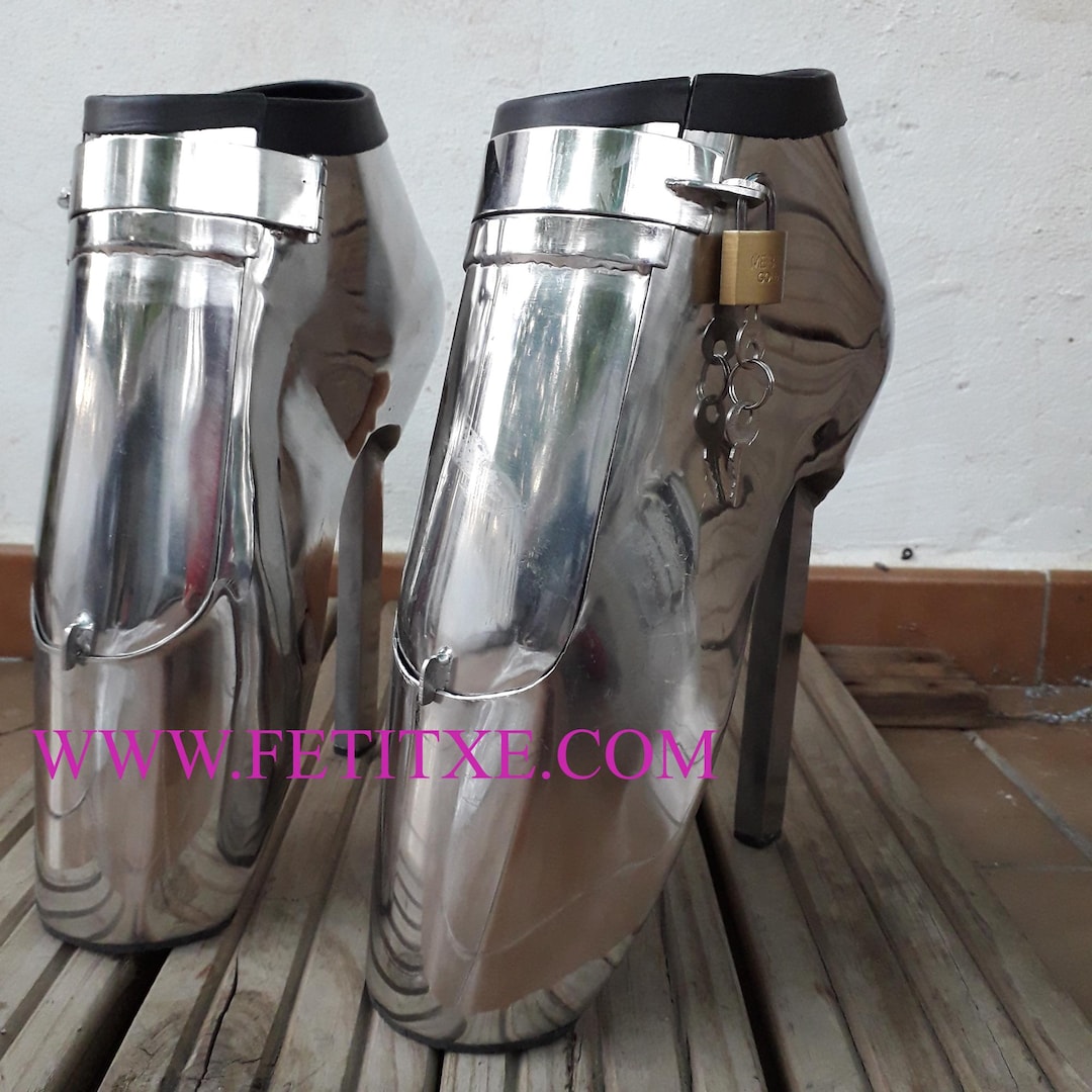 Bondage Metal Ballet HIGH HEELS With Lockable Padlock Steel Made Fetish ...