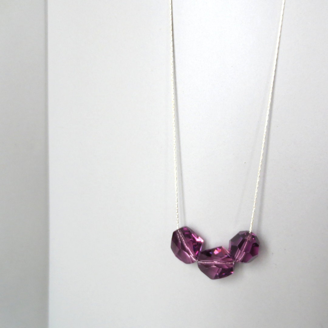 Perse Purple Amethyst and Crystal Sterling Silver Multifaceted ...