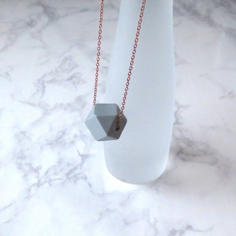 Juyn Copper and Grey Wood Block Necklace Faceted Geometric - Etsy Canada