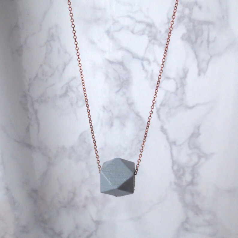 Juyn Copper and Grey Wood Block Necklace Faceted Geometric - Etsy Canada