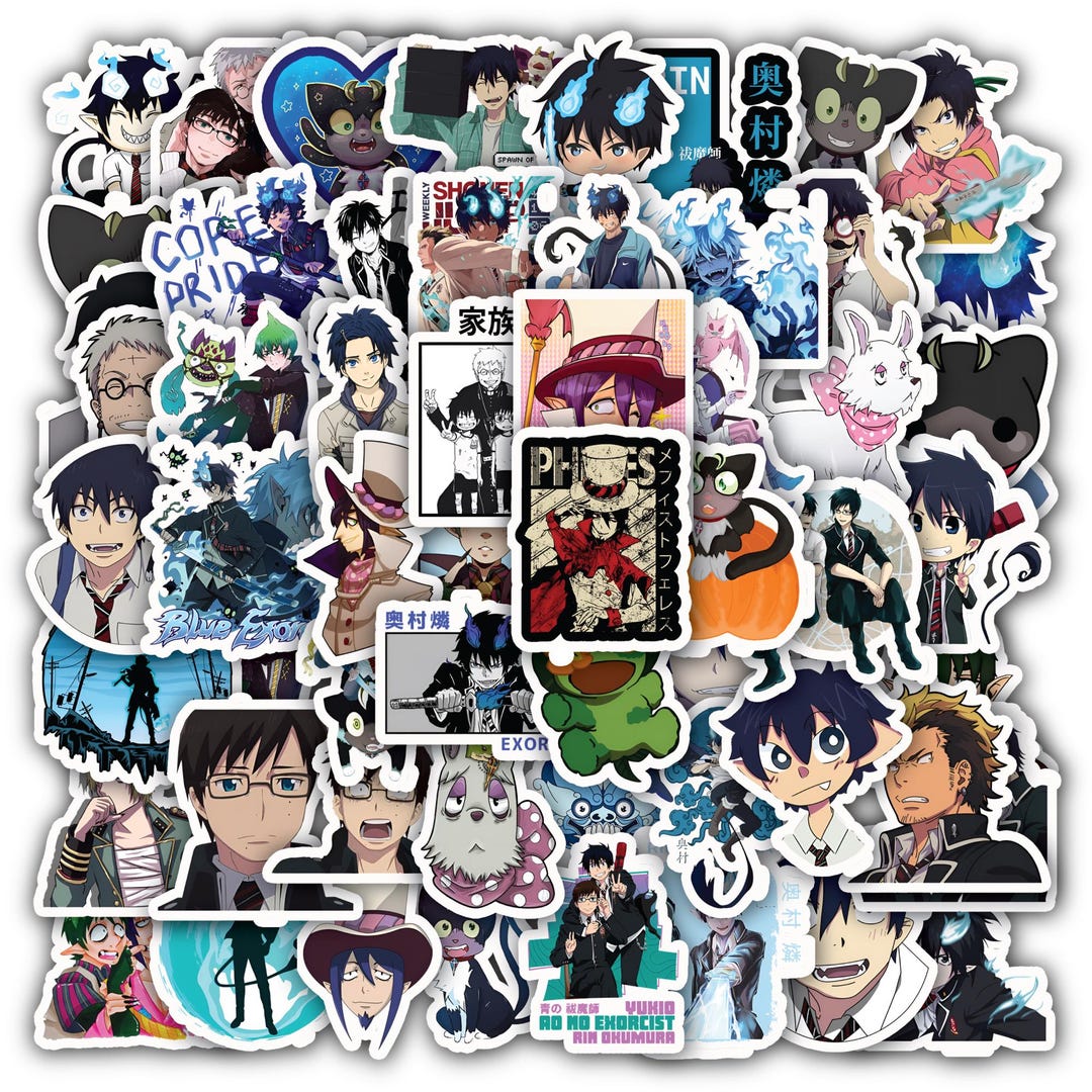 Set 15-60 Stickers Sheet for Blue Otaku and Exorcist Manga Anime Lovers ...