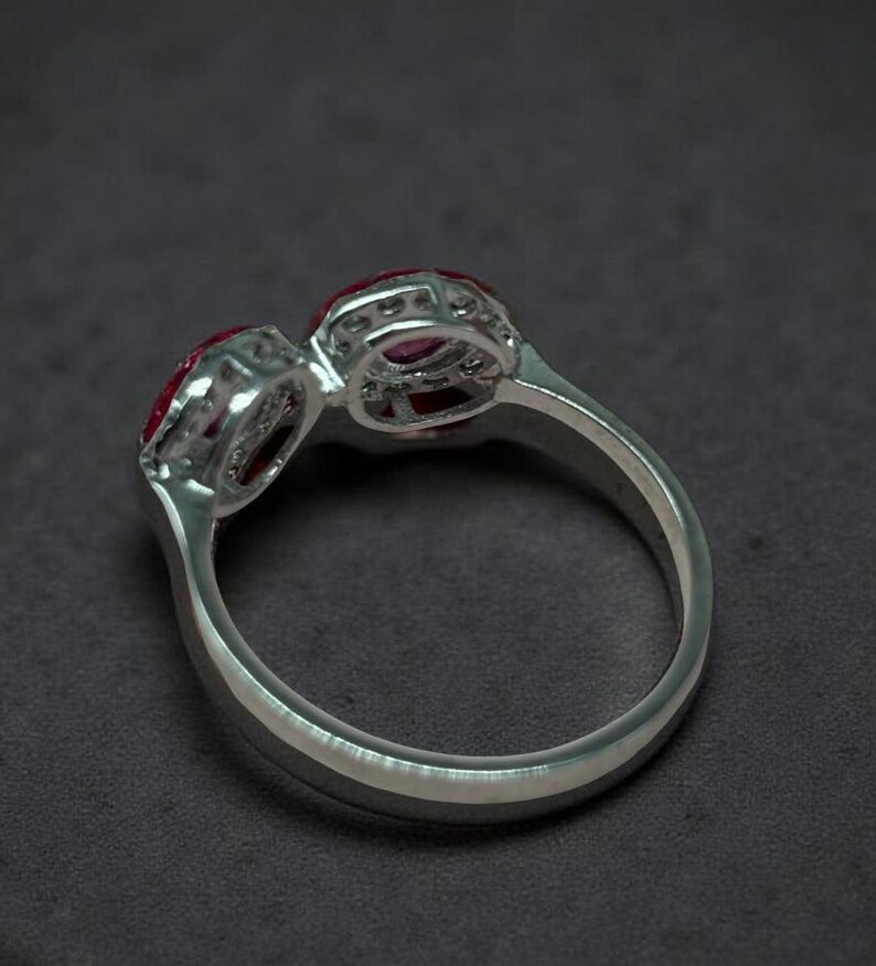 Buy Ruby With Diamond Cluster Ring Two-stone Ruby Ring Anniversary Gift ...